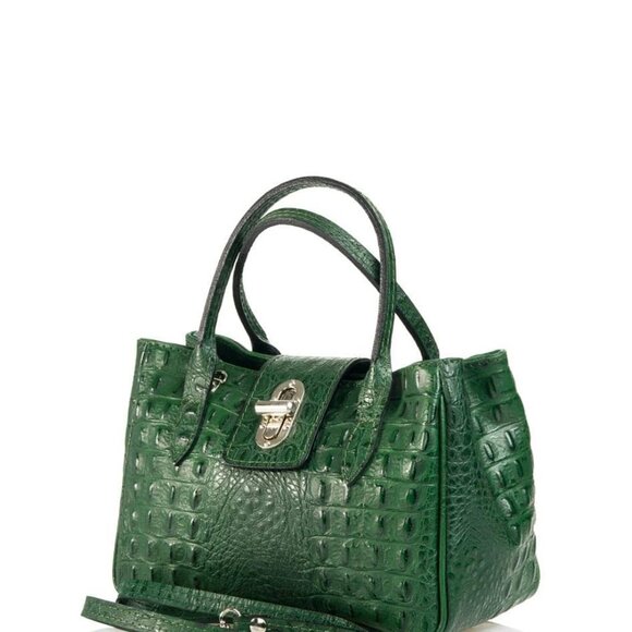 Bags | Small Genuine Leather Croc Embossed Tote Handbag | Poshmark